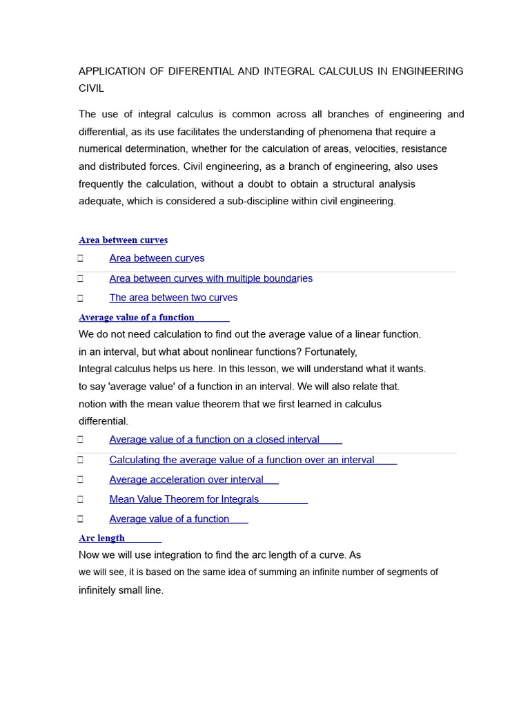 Application of Differential and Integral Calculus in Civil Engineering ...