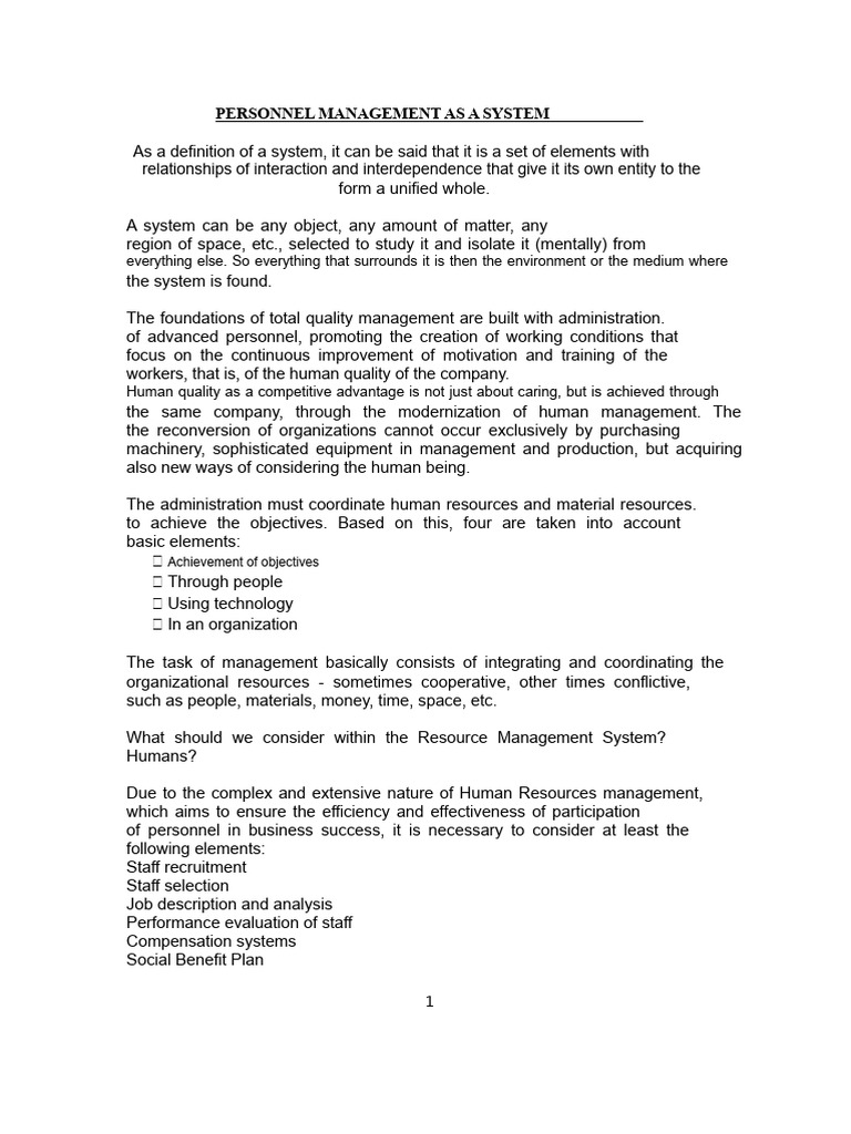 Personnel Administration As A System | PDF | Human Resource Management ...