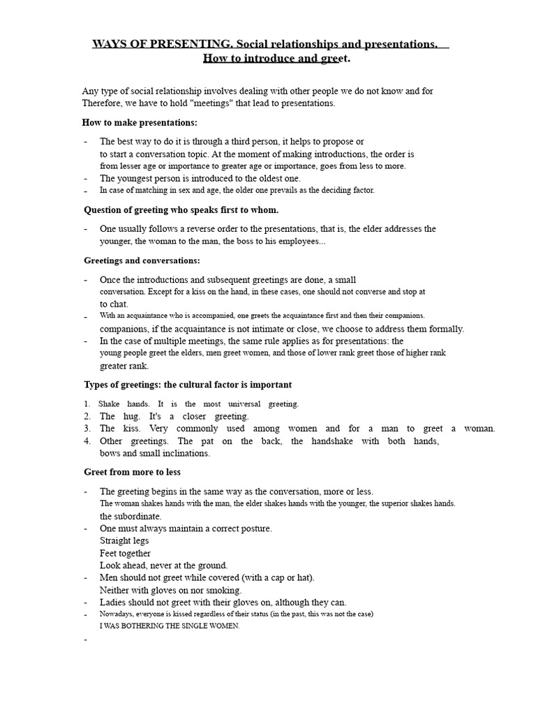 Greeting and Introduction Protocol. | PDF
