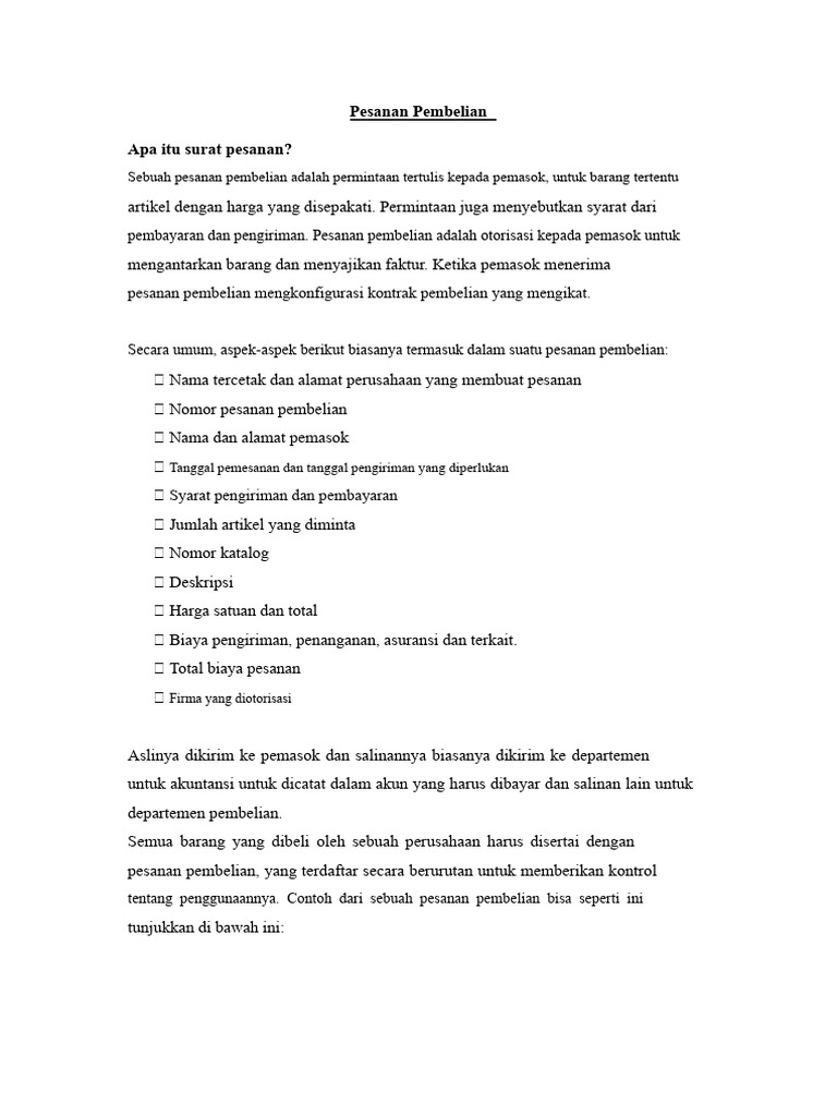 Pesanan Pembelian | PDF