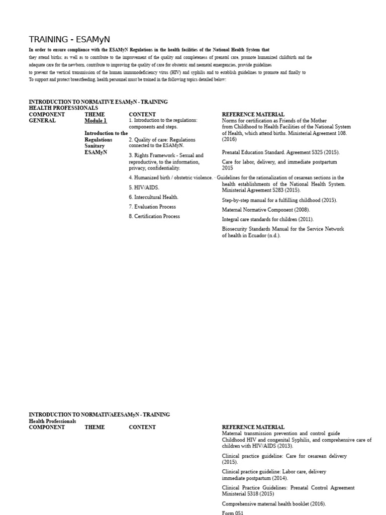 Training Esamyn | PDF | Breastfeeding | Childbirth