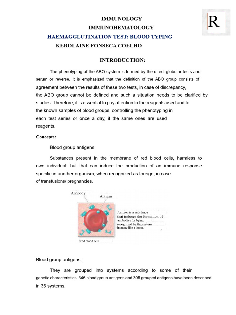 Blood Typing via Hemagglutination Test | PDF | Blood Type | Tissue ...