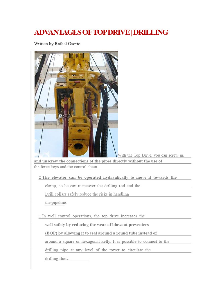 Advantages of Top Drive | PDF | Mechanical Engineering