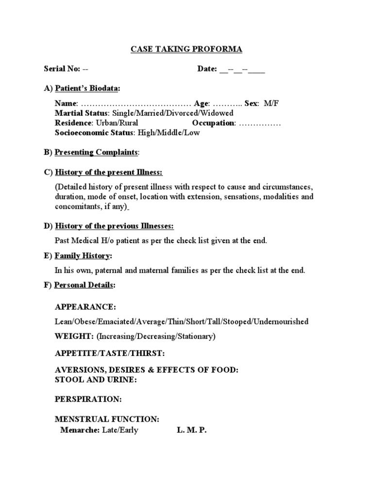 Comprehensive Medical Case Proforma | PDF | Pregnancy | Menstruation
