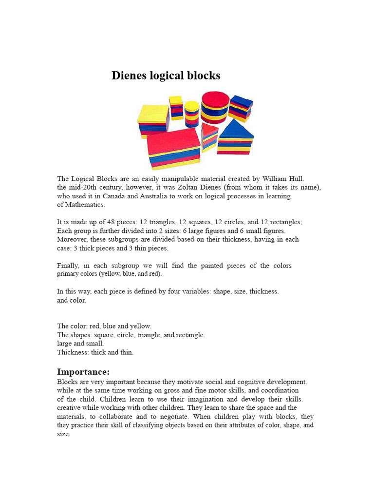 Dienes Logical Blocks for Learning | PDF | Shape | Triangle