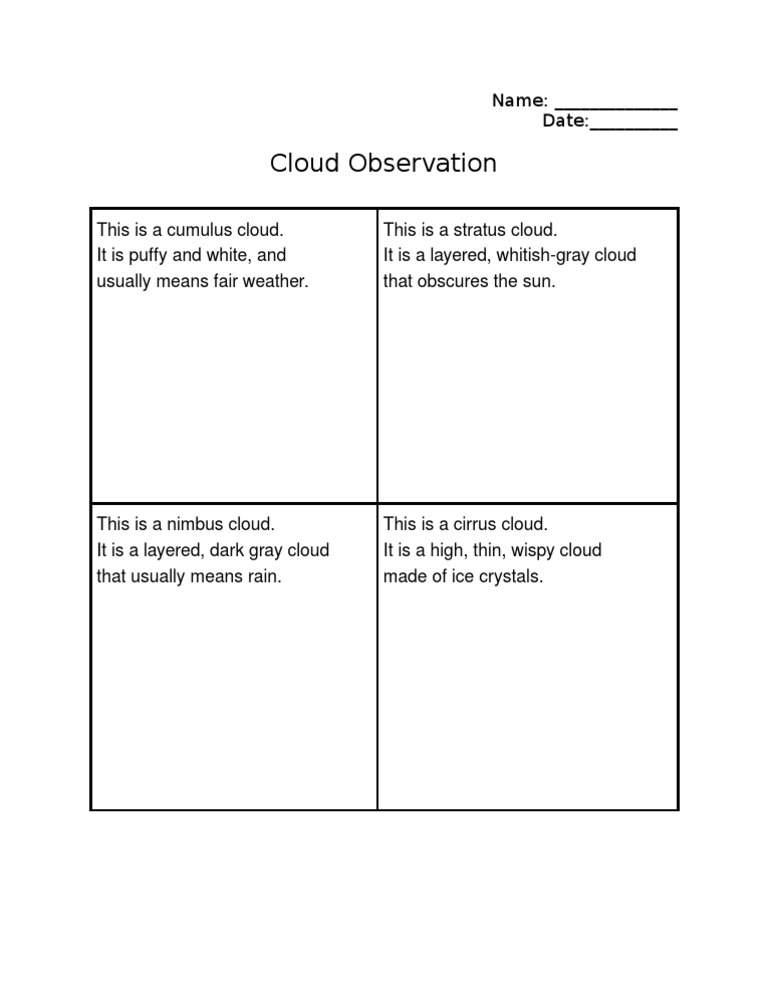 Cloud Observations | PDF | Science & Mathematics