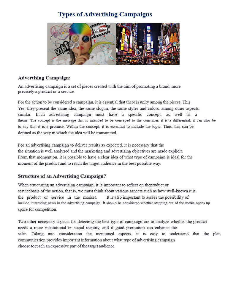 Types of Advertising Campaigns Explained | PDF | Advertising | Brand