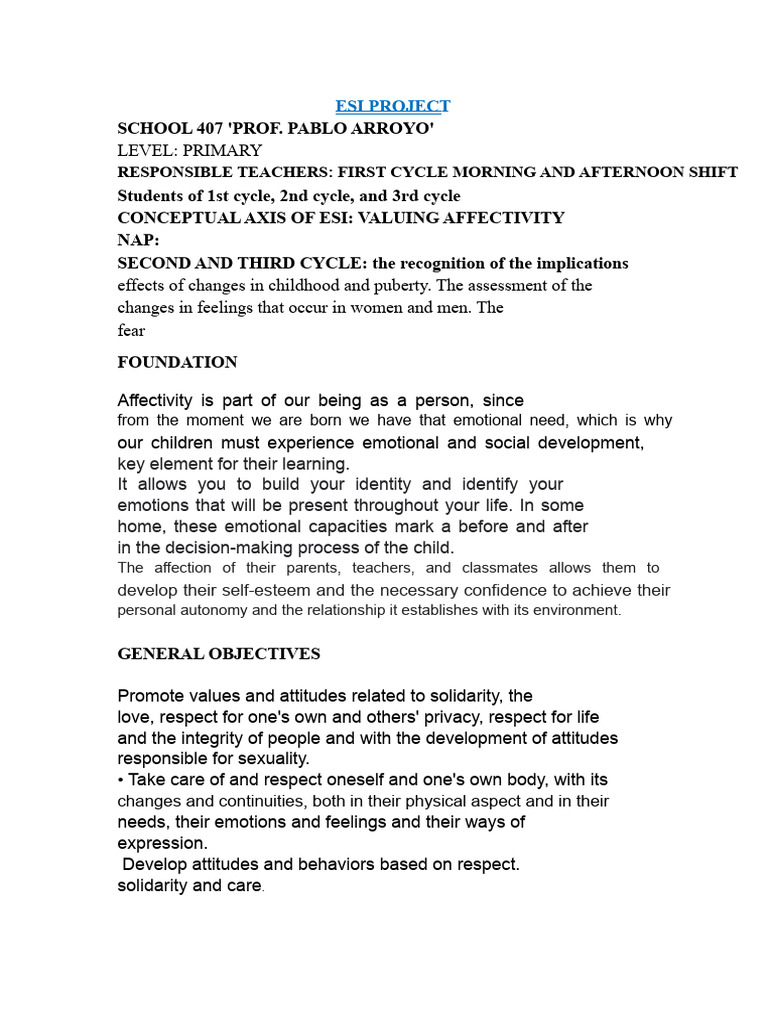 Esi Project - Affectivity | PDF | Feeling | Emotions