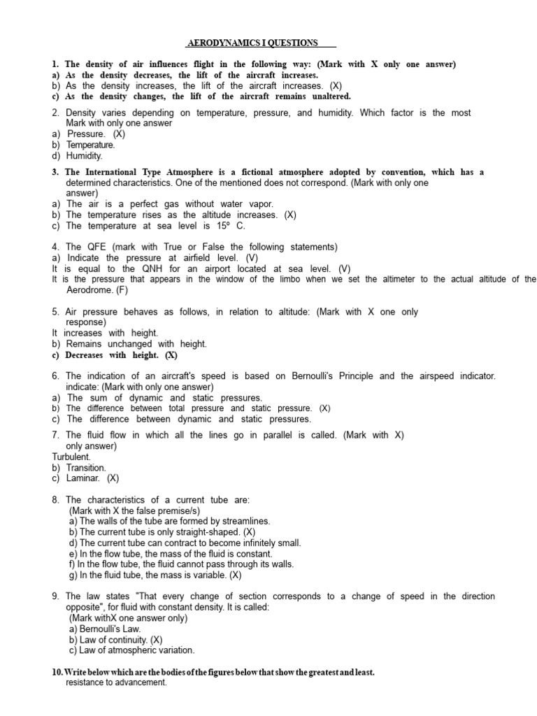 Aerodynamics I Exam Questions | PDF | Lift (Force) | Drag (Physics)