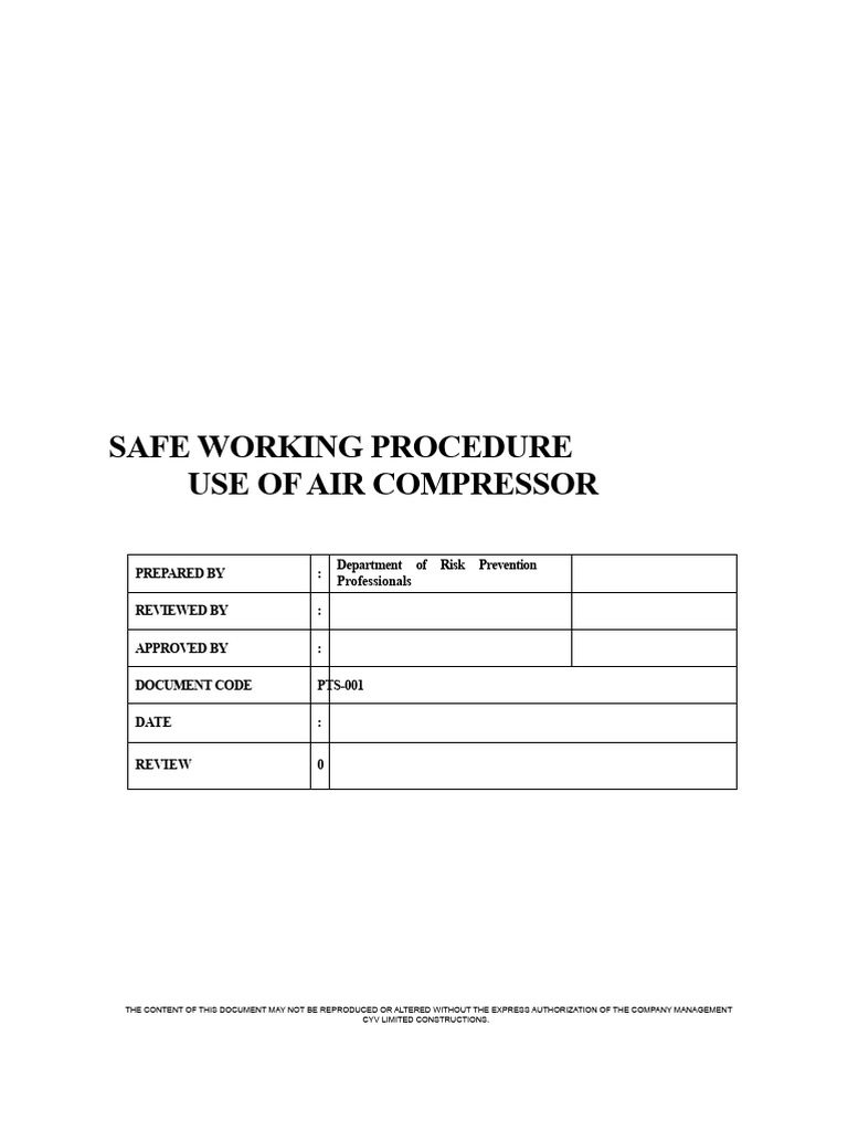 Air Compressor Safety Procedures Guide | PDF | Mechanical Engineering ...