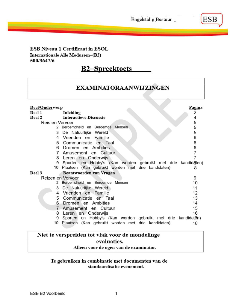 ESB B2 Spreekvoorbeeld | PDF