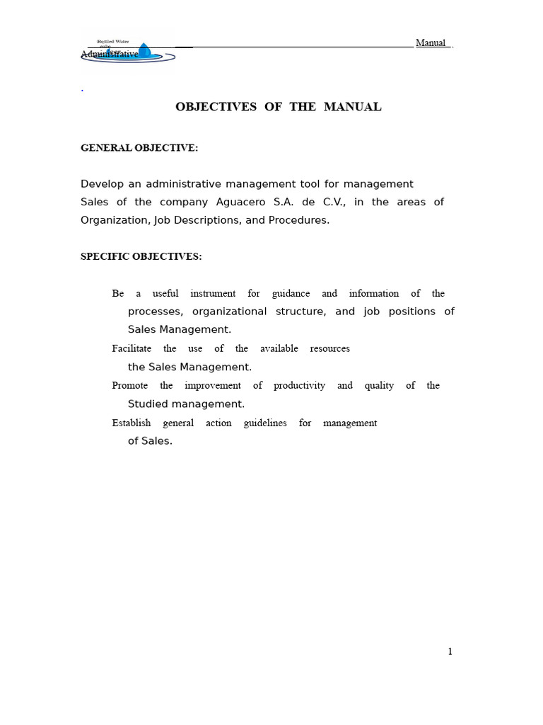 Administrative Manual Aguacero S.A. de C.V. | PDF | Sales | Logistics