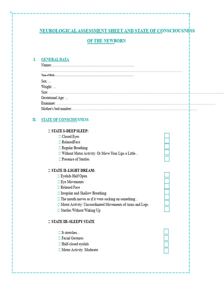 Modified Neurological Evaluation and Consciousness State Form | PDF