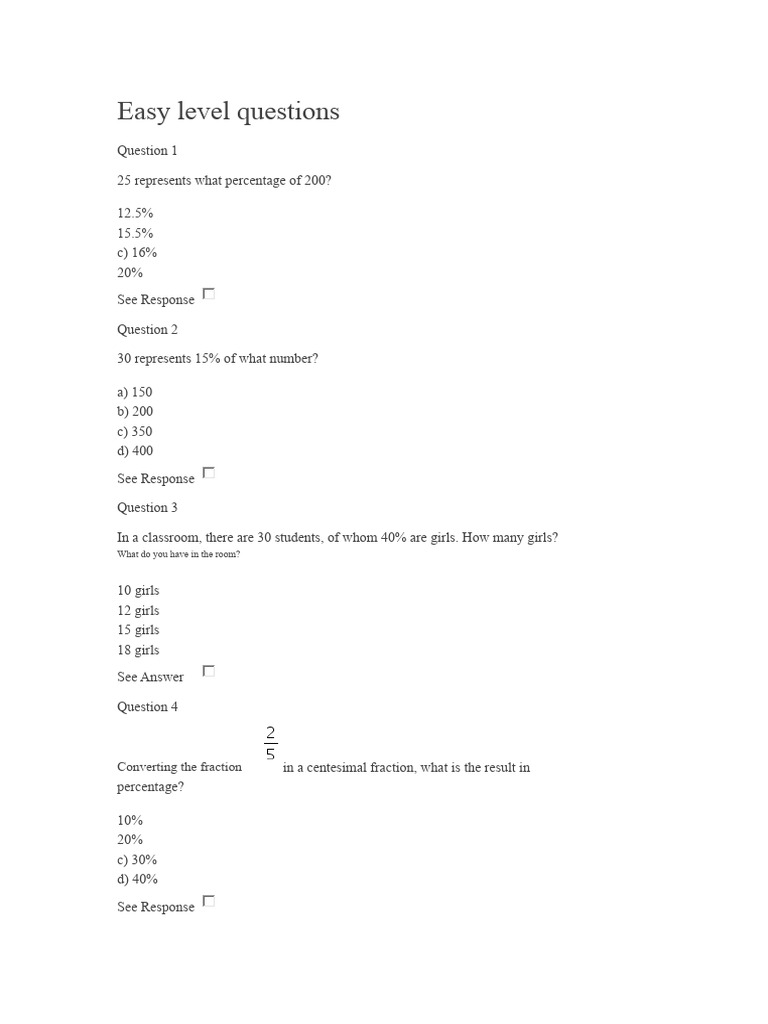 Percentage Exercises, ALL SUBJECTS | PDF | Percentage