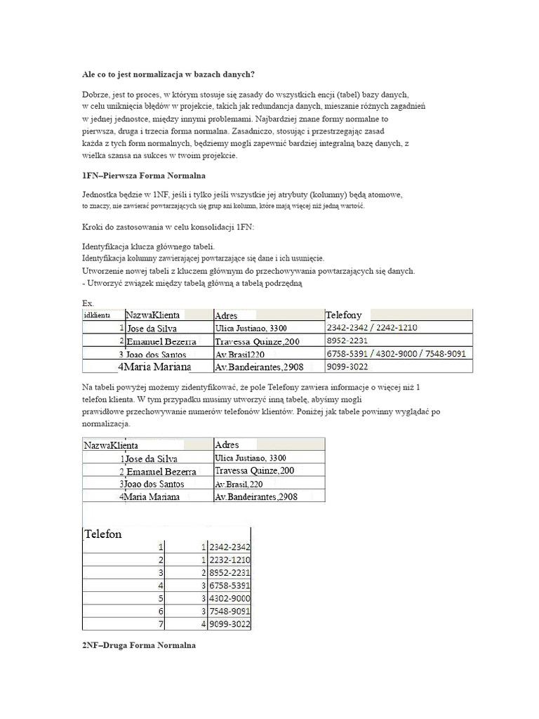 Praca Normalizacja Bazy Danych | PDF