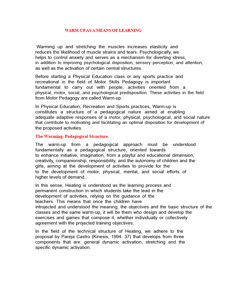 Effective Warm-Up Techniques in PE | PDF | Vasodilation | Physical ...