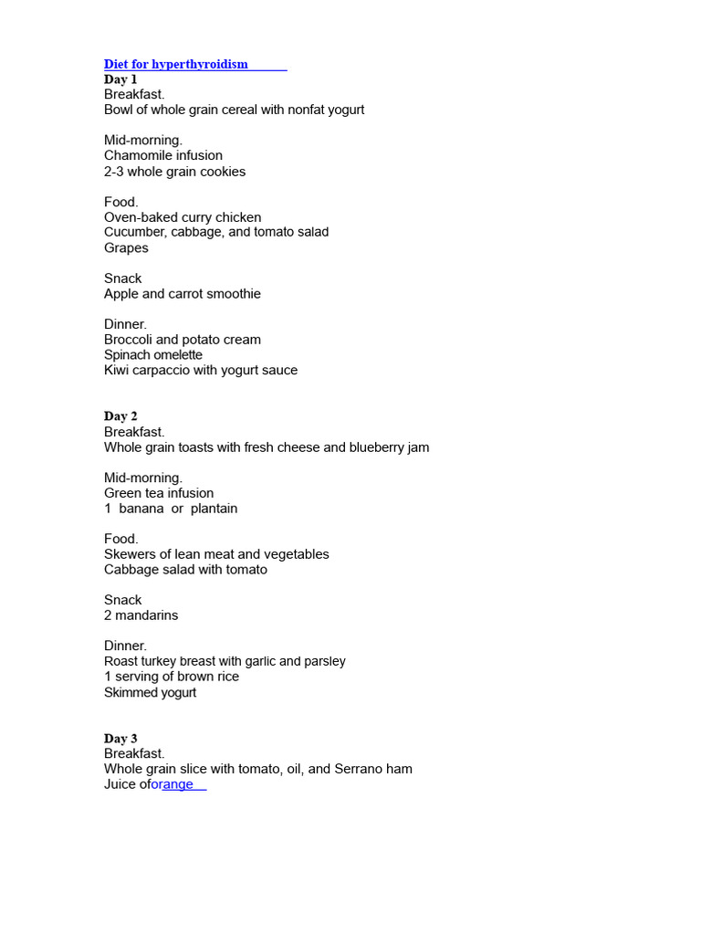 Diet For Hyperthyroidism | PDF | Salad | Foods