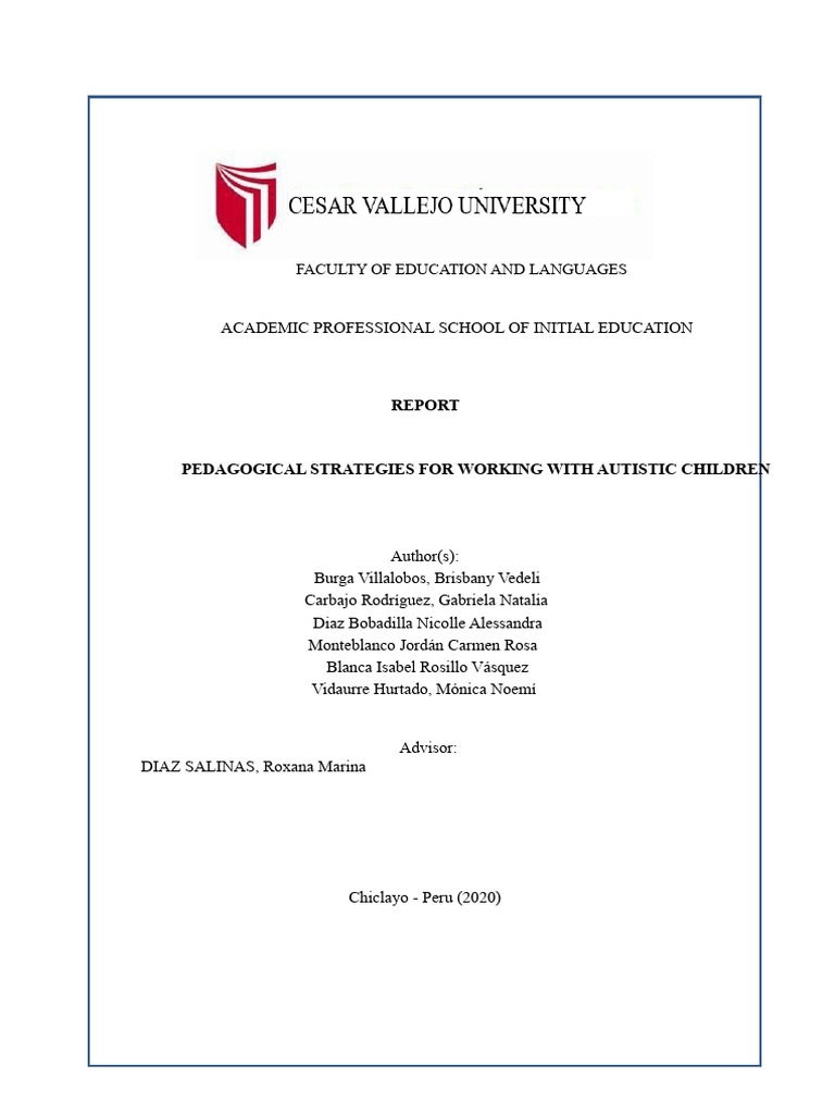 Pedagogical Strategies For Working With Autistic Children | PDF ...