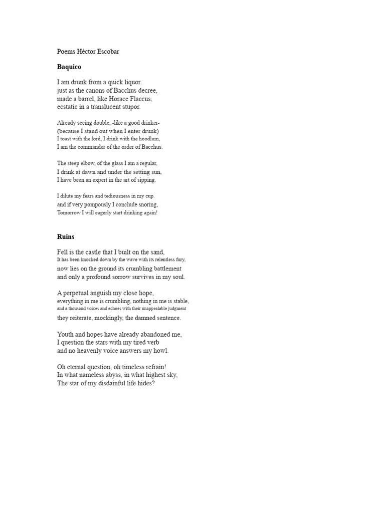 Poems Héctor Escobar | PDF | Poetry | Evil