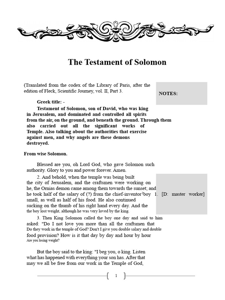 The Testament of Solomon | PDF