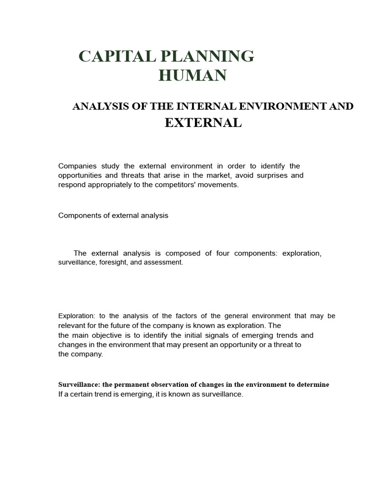 Capital Planning: Internal & External Analysis | PDF | Forecasting ...