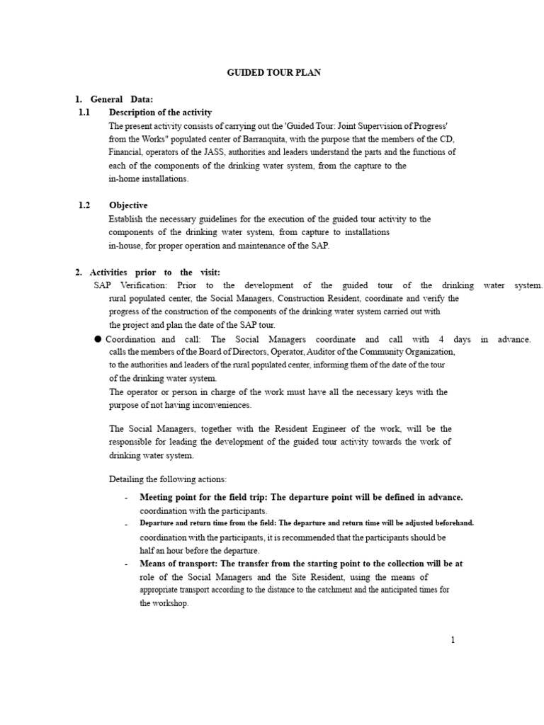Guided Tour Plan | PDF | Hydrology | Transparent Materials