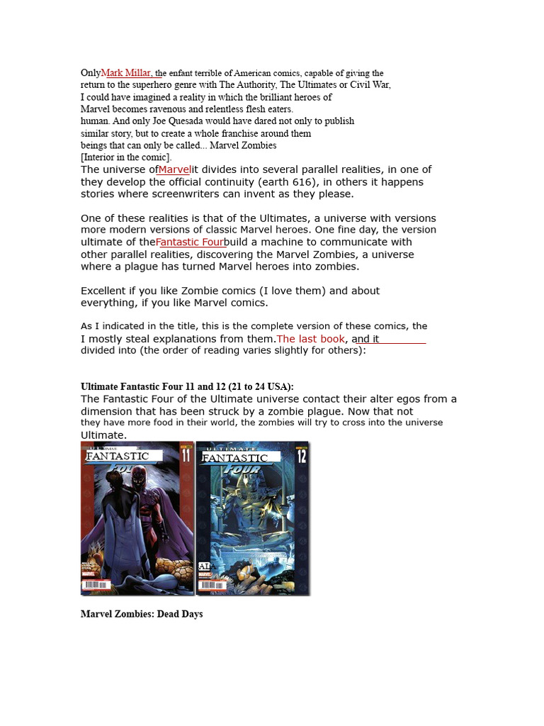 Marvel Zombies Reading Order Guide | PDF | Marvel Comics | Comics ...