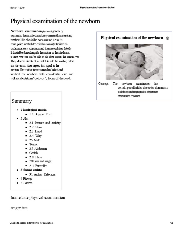 Physical Examination of The Newborn | PDF | Anatomical Terms Of Motion ...
