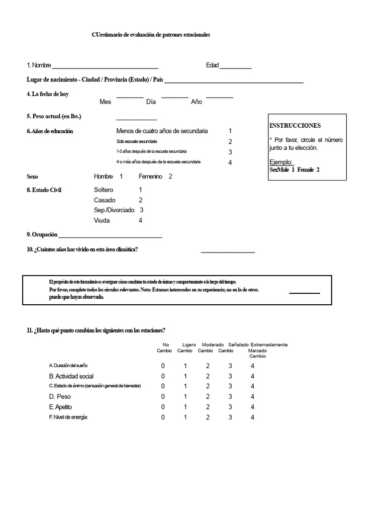 Cuestionario SPAQ-SAD | PDF | Cuestionario