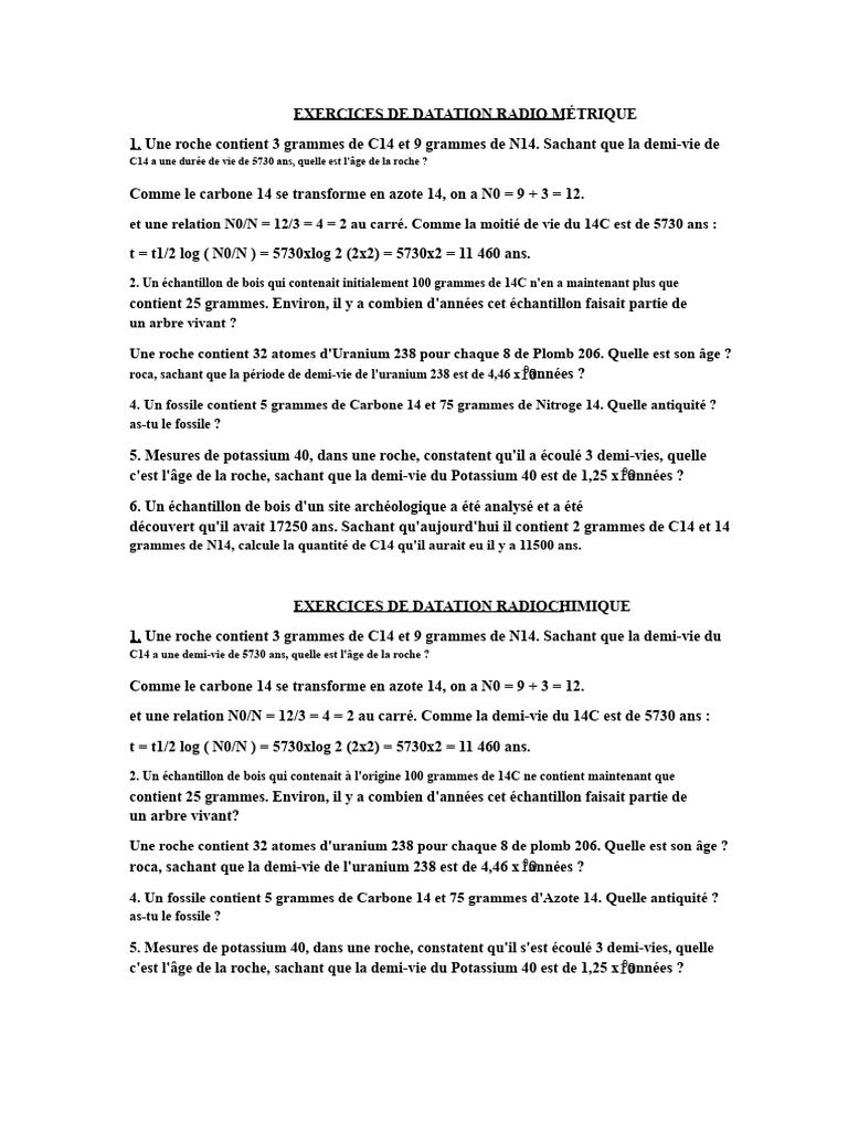 Datation Radiométrique des Échantillons | PDF | Rayonnement ionisant ...
