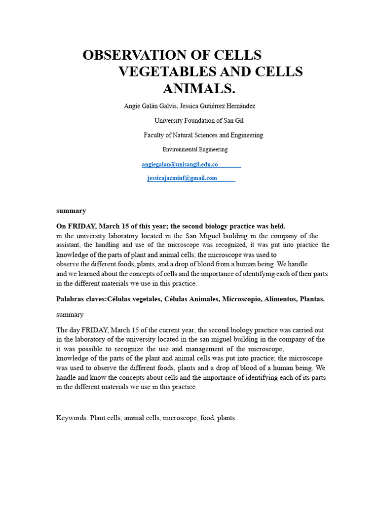 Observing Plant and Animal Cells | PDF | Cell (Biology) | Plants