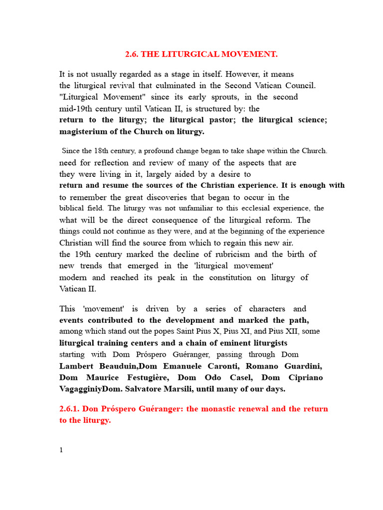 2.6. The Liturgical Movement | PDF | Catholic Church | Christian ...