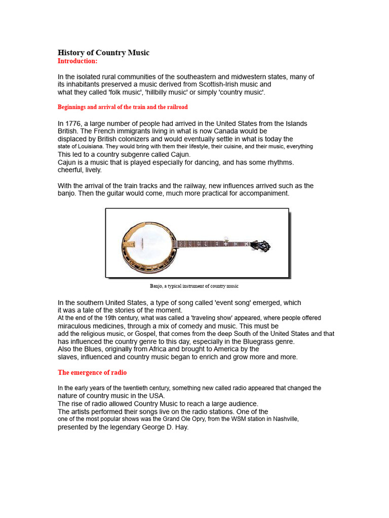 Origins of Country Music Explained | PDF | Country Music | Rock Music
