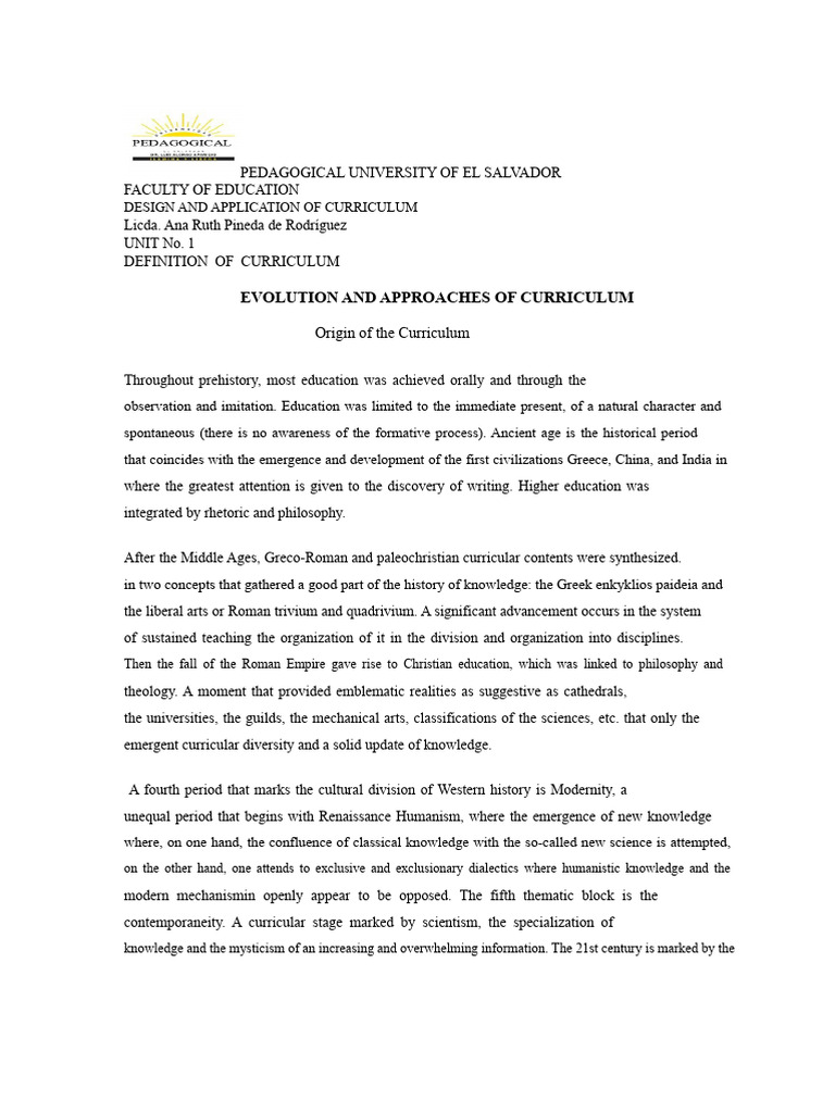 Origin of The Curriculum. 2018 | PDF | Curriculum | Liberal Arts Education