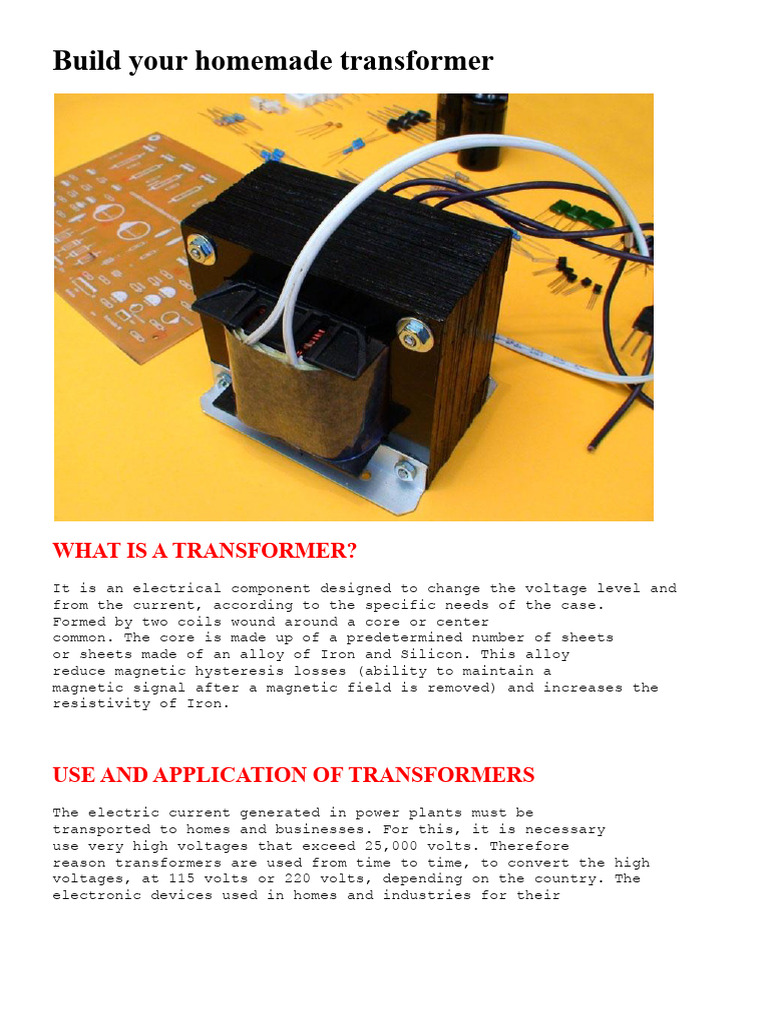 Build Your Own Homemade Transformer | PDF | Transformer | Wire