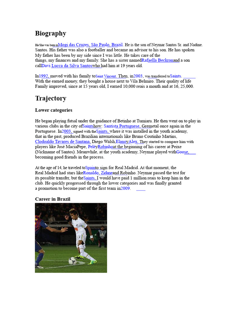 Biography of Neymar JR | PDF | Fc Barcelona | Association Football
