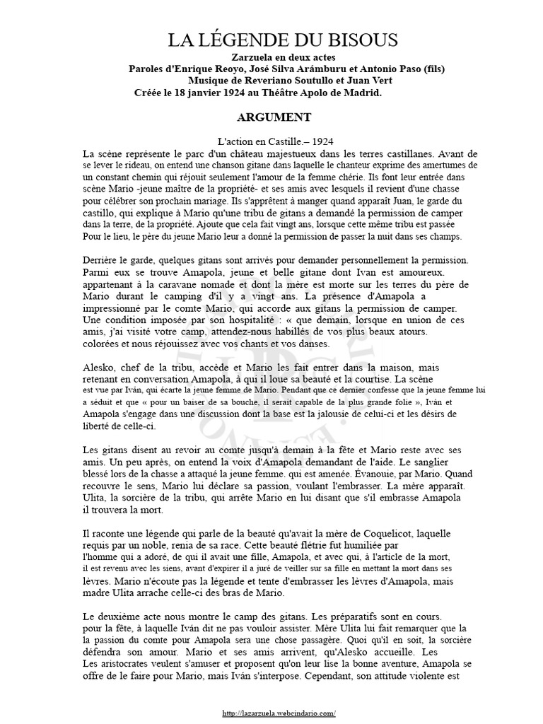 La Légende du Bisous : Zarzuela 1924 | PDF | Amour | Baiser