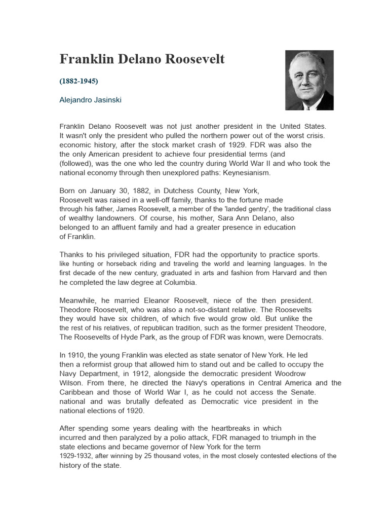 Franklin Delano Roosevelt | PDF | Franklin D. Roosevelt | Politics Of ...
