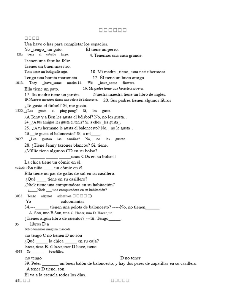 Versión Completa Ejercicio De Tercera Persona Del Singular En Inglés