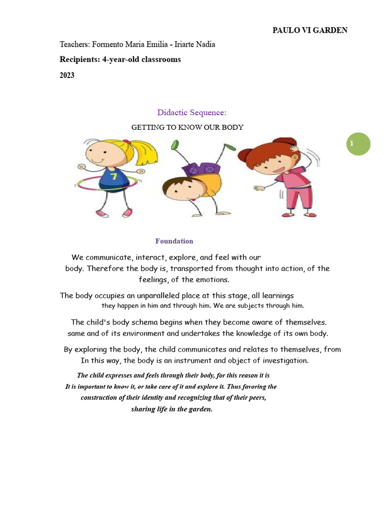 THE BODY Didactic Sequence | PDF | Knowledge | Self Esteem