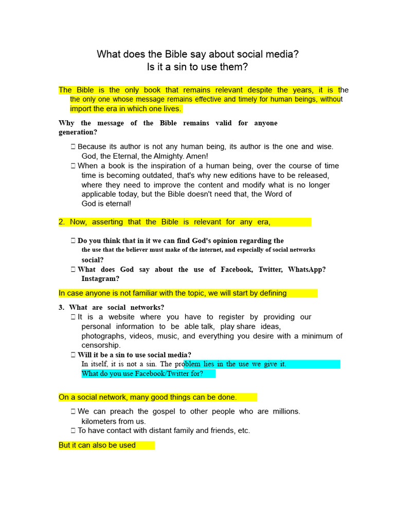 What Does The Bible Say About Social Networks? | PDF | God In ...