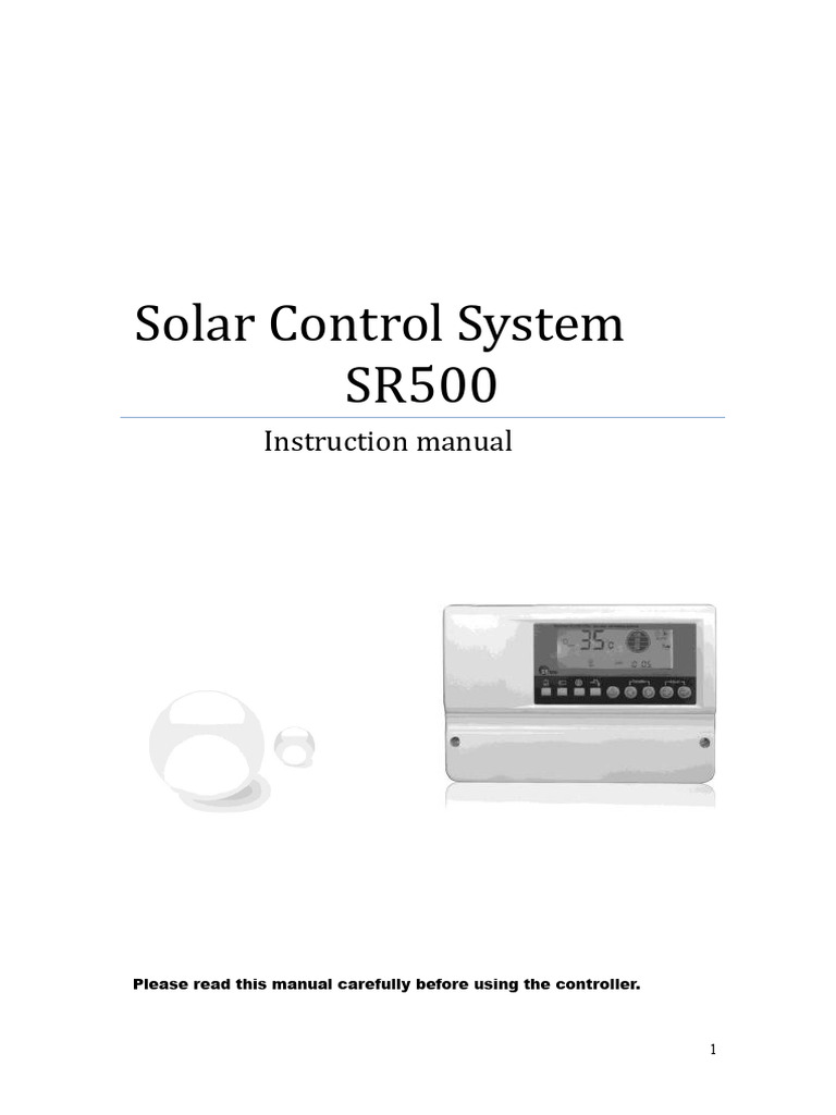 Solar Control System SR500 Manual | PDF | Thermostat | Water Heating