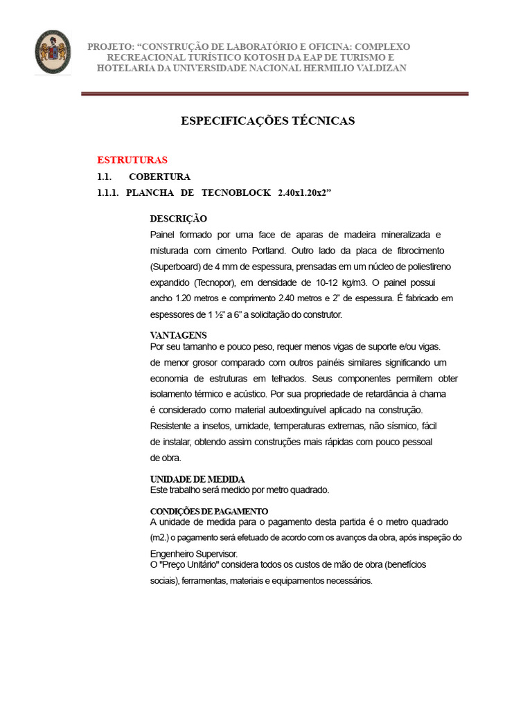Especific. Técnicas de Tecnoblock | PDF