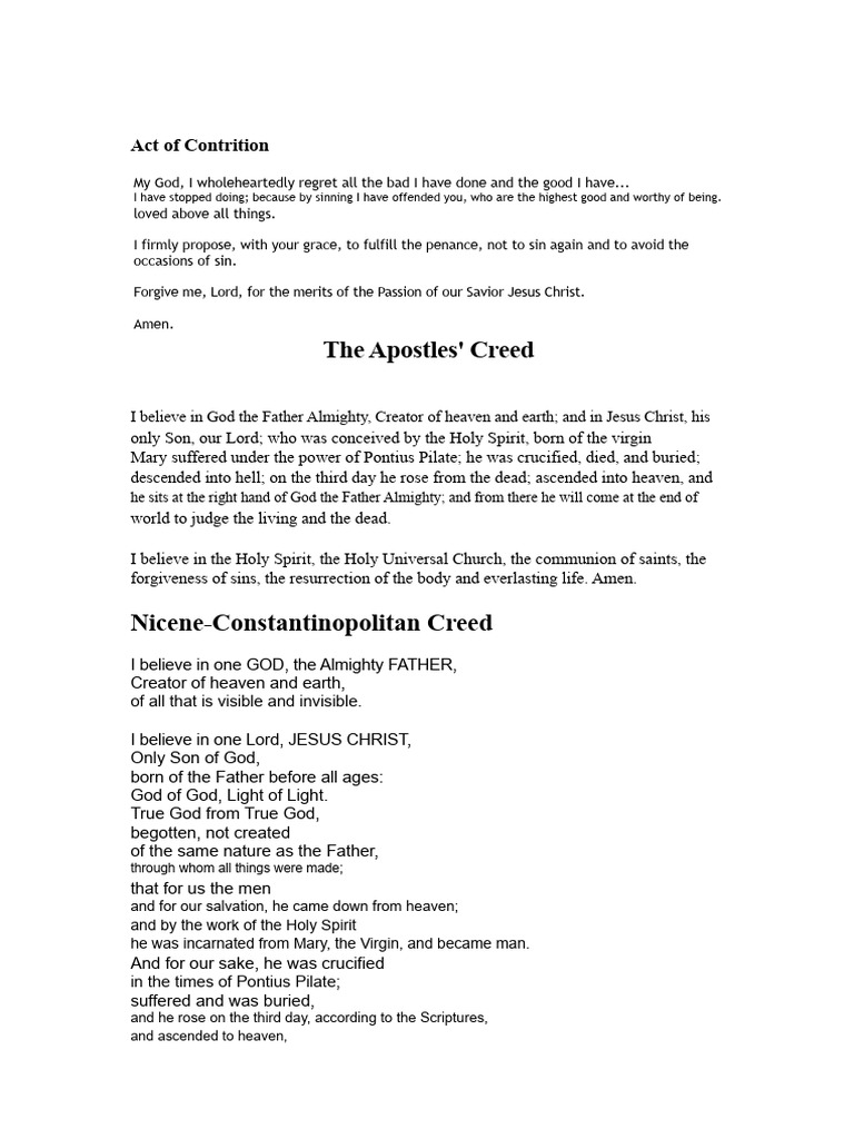Act of Contrition | PDF | God The Father | Jesus