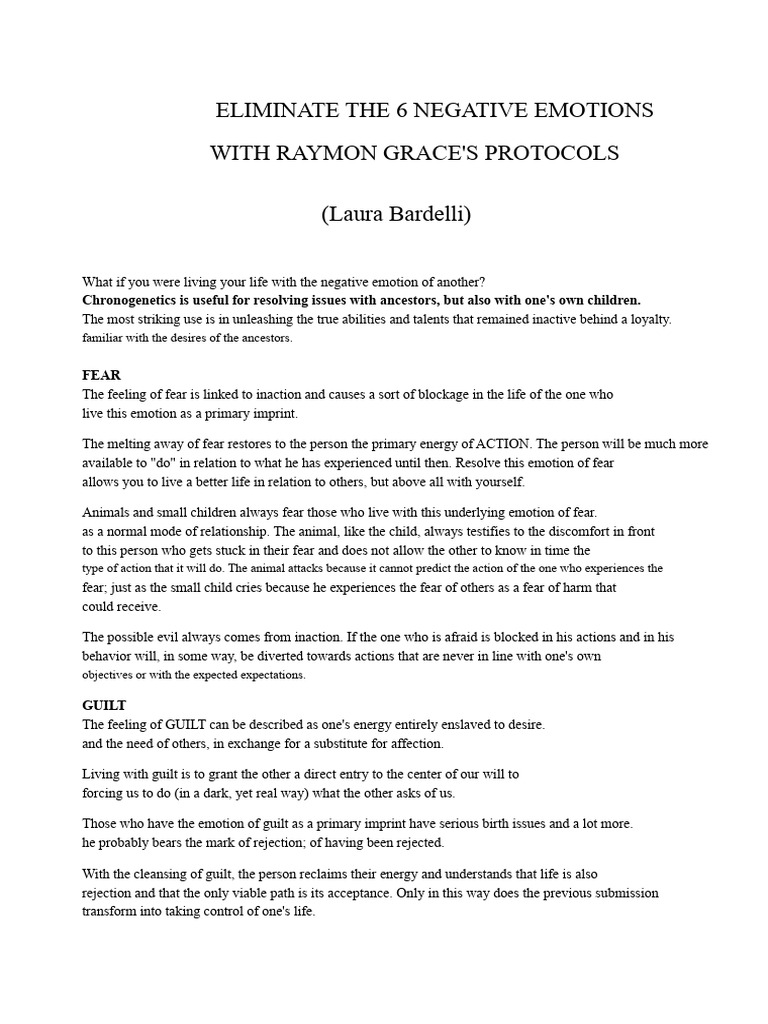 Protocol To Eliminate The 6 Negative Emotions | PDF | Anger | Feeling
