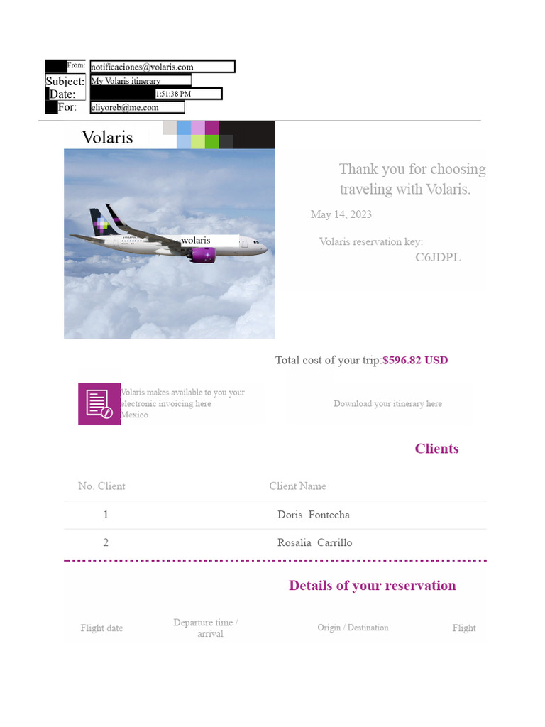 My Volaris Itinerary | PDF | Baggage