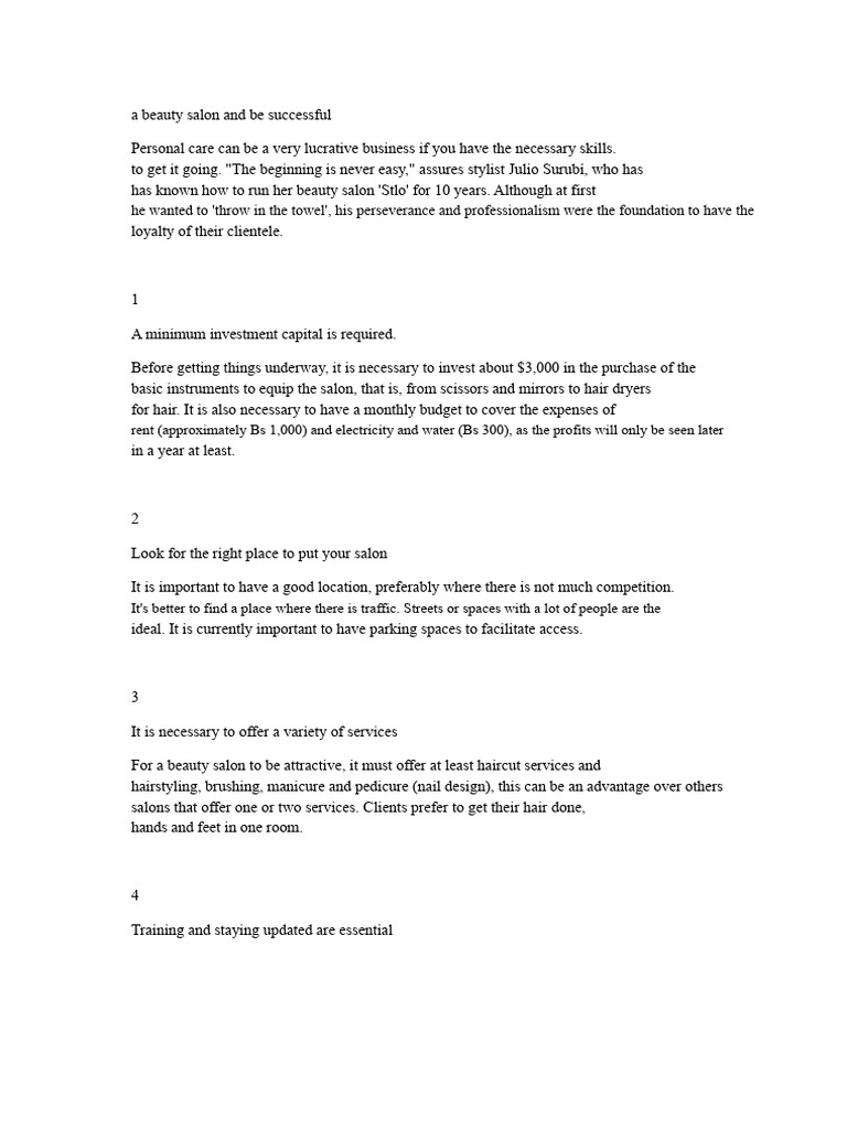 Commercial Strategy For A Beauty Salon | PDF | Franchising | Swot Analysis