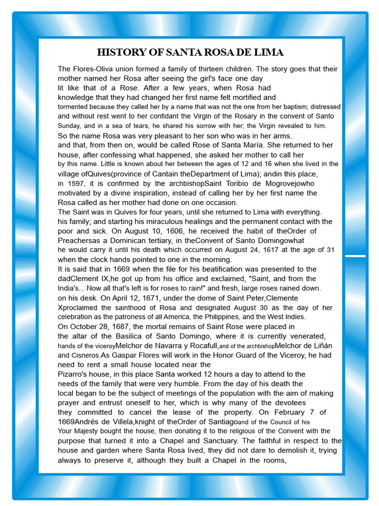History of Saint Rose of Lima | PDF