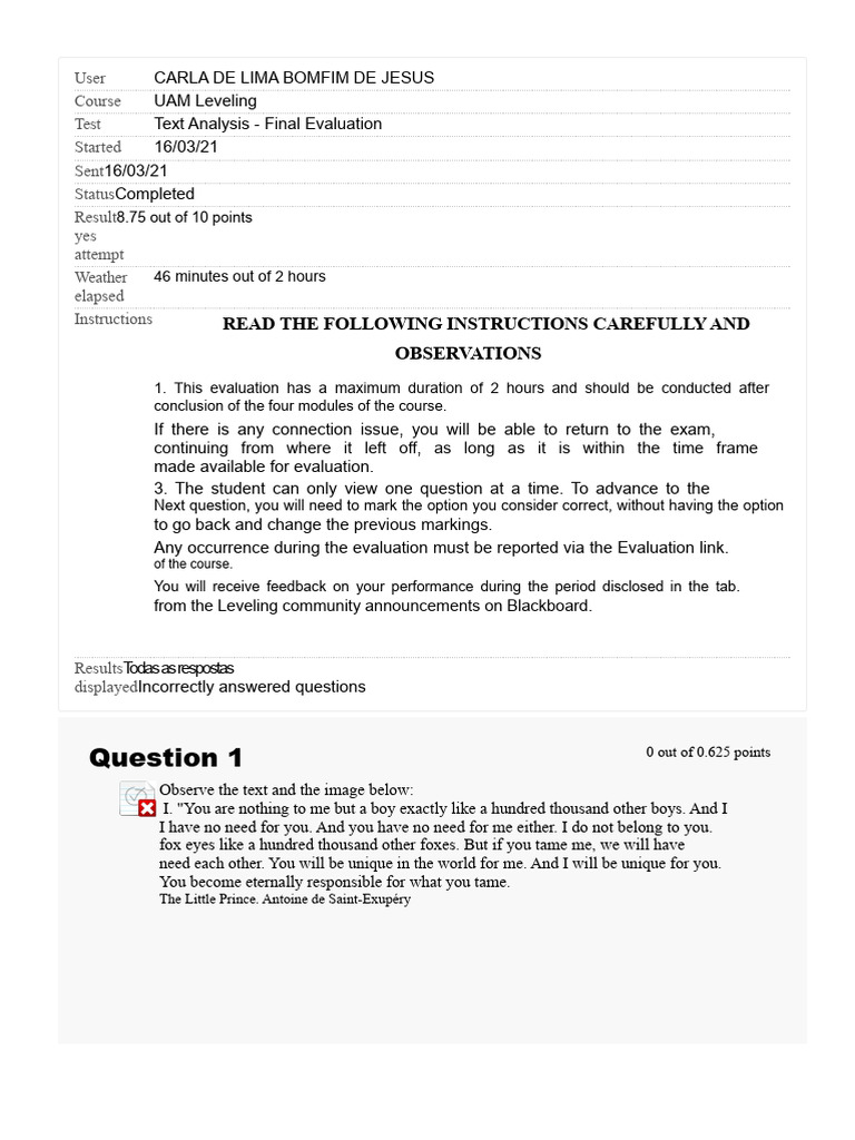 Final Evaluation: Text Analysis Test | PDF | Narrative | Essays