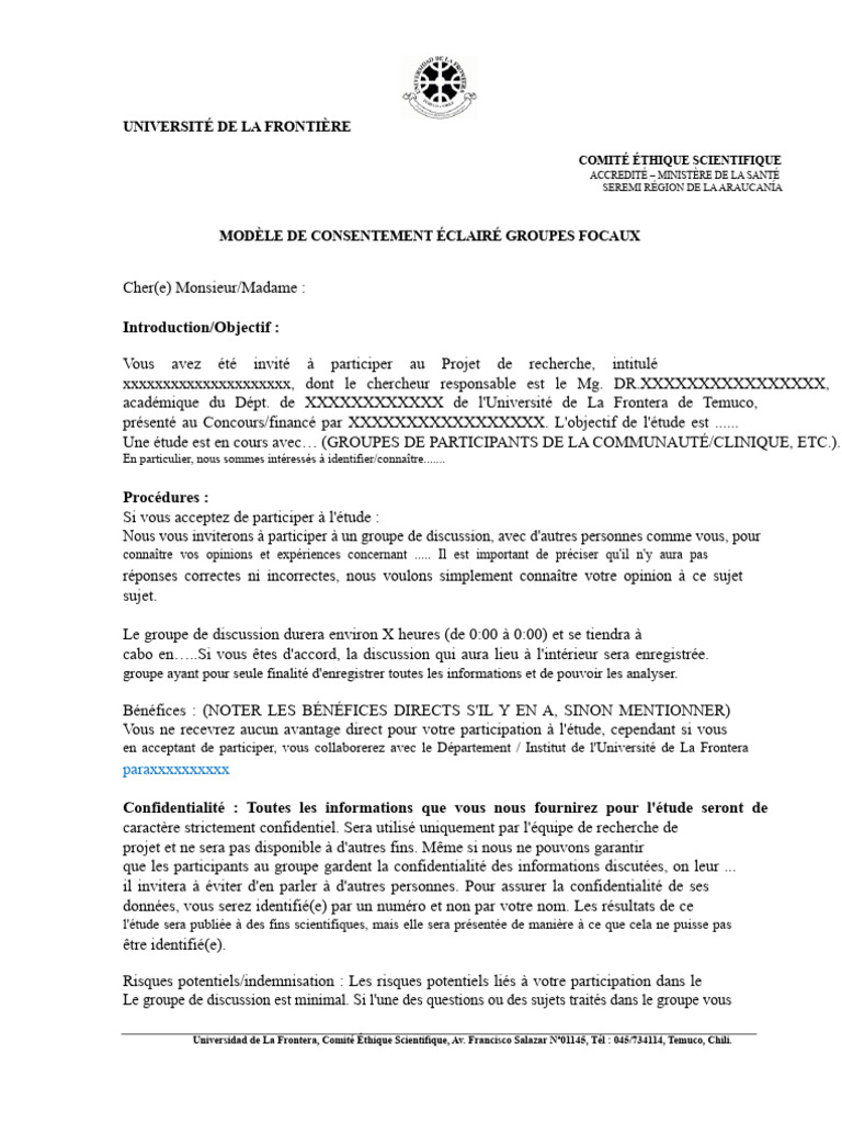 Modèle de Consentement Éclairé | PDF | Consentement éclairé